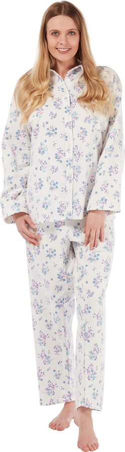 Suzy & Me Ladies 100% Brushed Cotton Winceyette Pyjamas. Floral Print ...