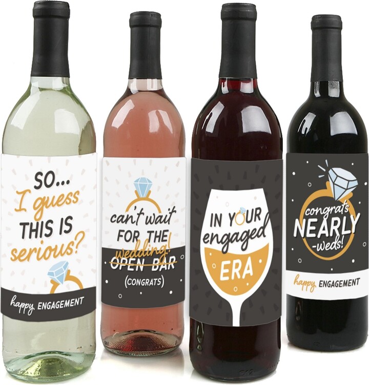 Big Dot Of Happiness Just Engaged and White - Engagement Wine Bottle ...