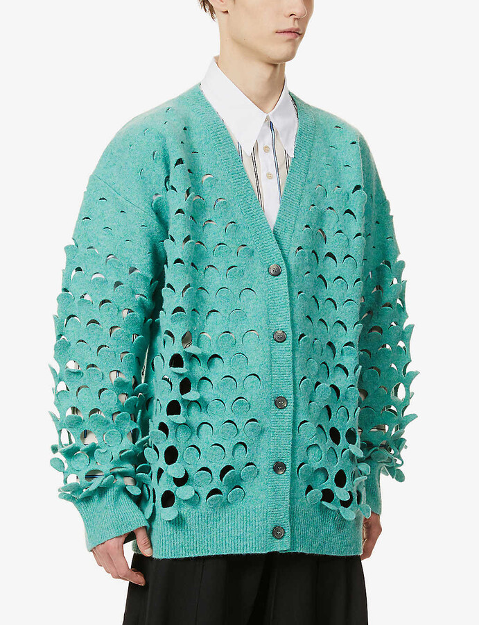 Maison Margiela Cut-out oversized wool cardigan - ShopStyle
