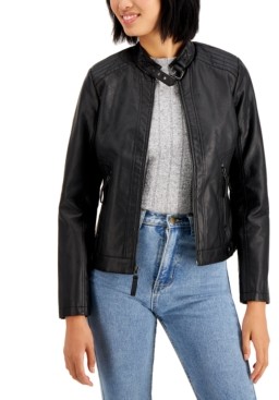 Maralyn & Me Juniors' Faux-Leather Jacket - ShopStyle
