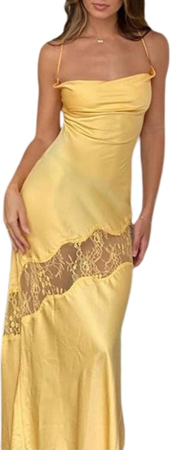 Yuemengxuan Women Satin Tube Maxi Dress Sexy Strapless Backless Long Bodycon Slim Dresses Party ...