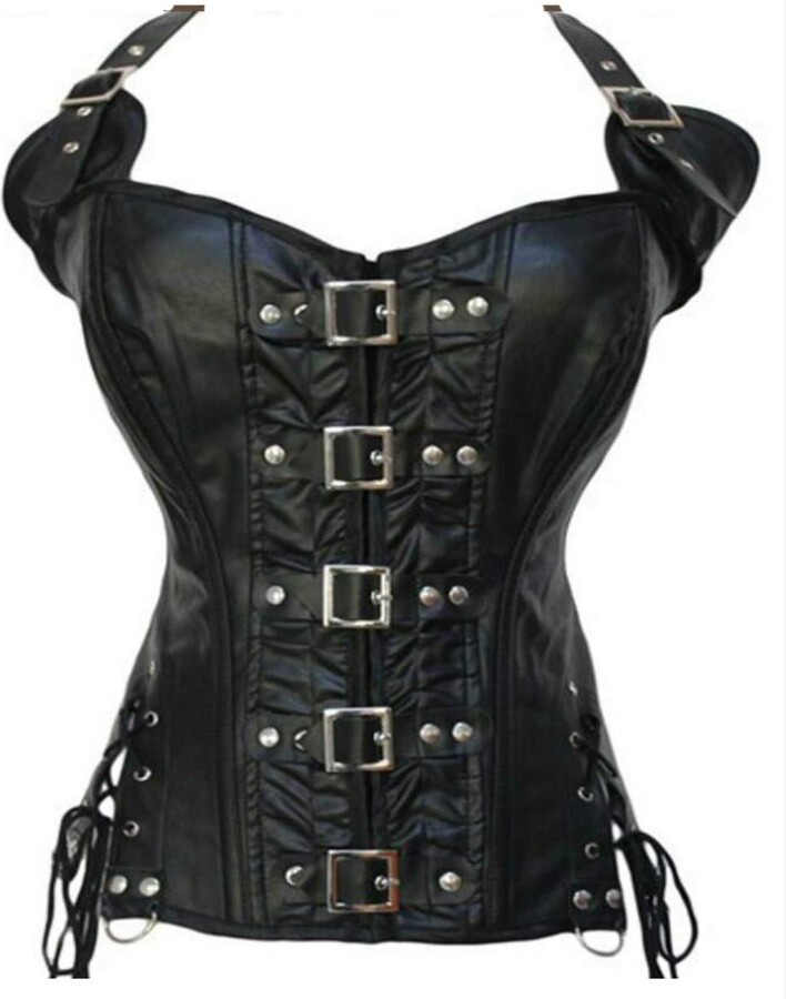 KUOSE Women's Full Breast Patent Leather Corset Corsage Top Bustier ...