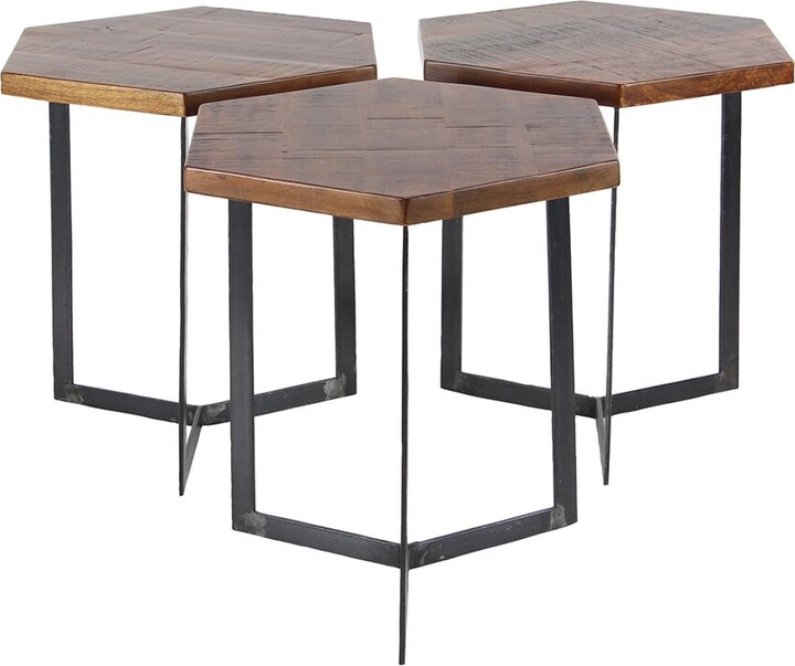 Peyton Lane Set Of 3 Industrial Hexagon Accent Tables - ShopStyle