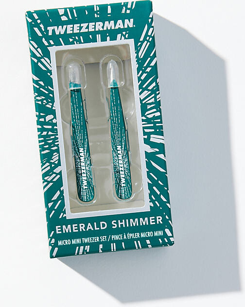Tweezerman Emerald Shimmer Micro Mini Slant & Point Set Green ...