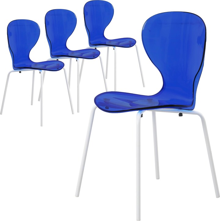 LeisureMod Dining Chair Stackable Curved Back and Waterfall Edge Seat ...