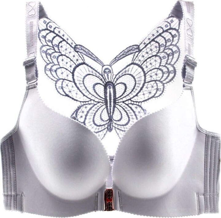 Deirdre Agnes Women's Lace Back Bras Front Opening Full Cup Bras A B C ...