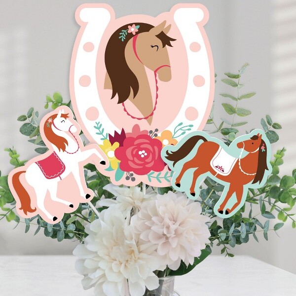 Big Dot of Happiness Run Wild Horses - Pony Birthday Party Centerpiece ...