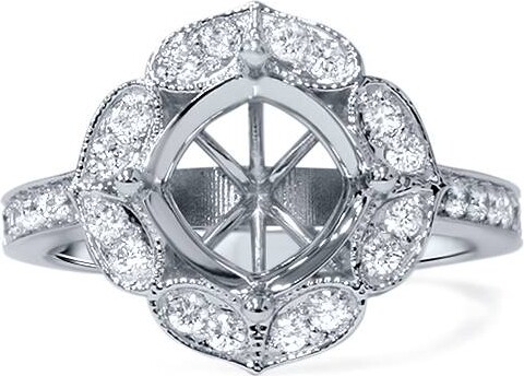 Pompeii3 1/2ct Antique Halo Diamond Engagement Ring Setting 14K White ...