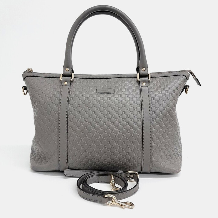 Gucci Grey Leather Micro Cima Line Tote Bag - ShopStyle