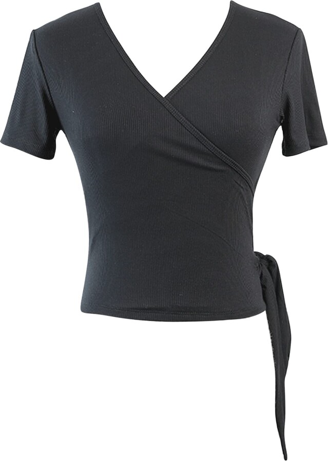 Jowowha Adult Ballet Wrap Top Dance Wrap Top Crossover Cardigan Long ...