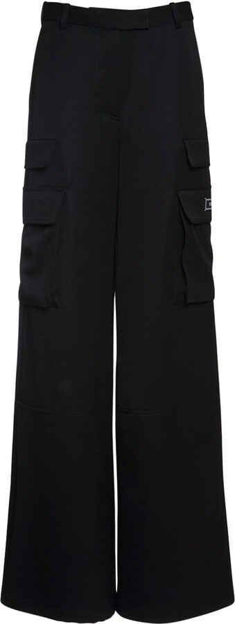 Versace Compact wool wide cargo pants - ShopStyle