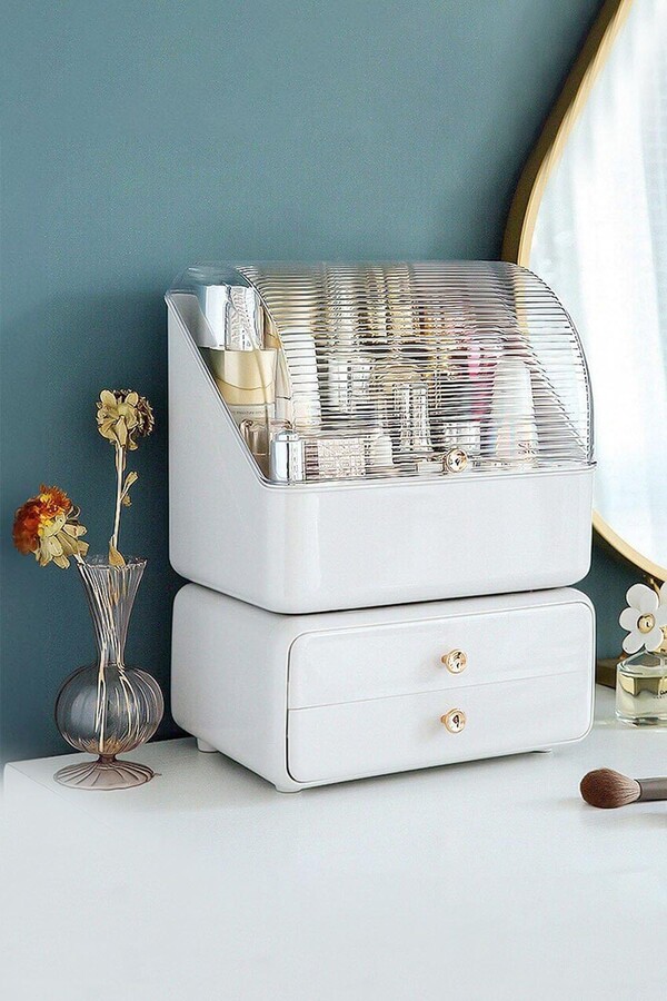 Living and Home Cosmetic Organizer Storage Box Makeup Storage Dustproof ...