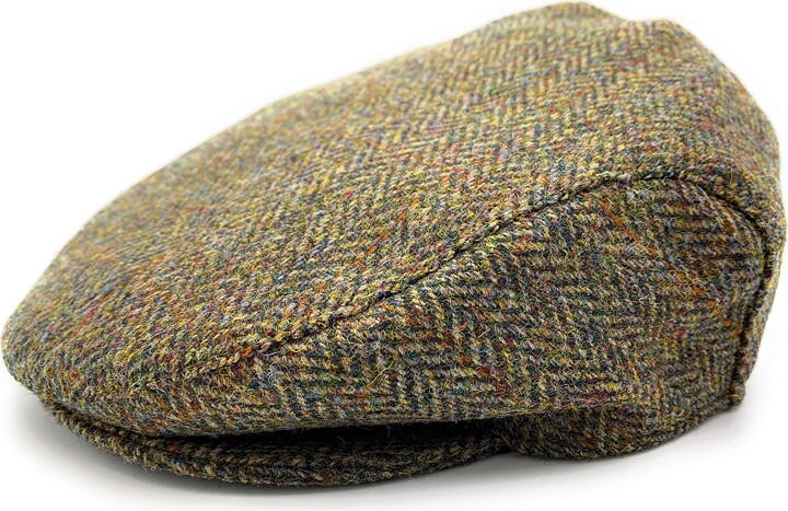 TARTAN TWEEDS Harris Tweed Flat Cap Brown Herringbone Made in Scotland ...