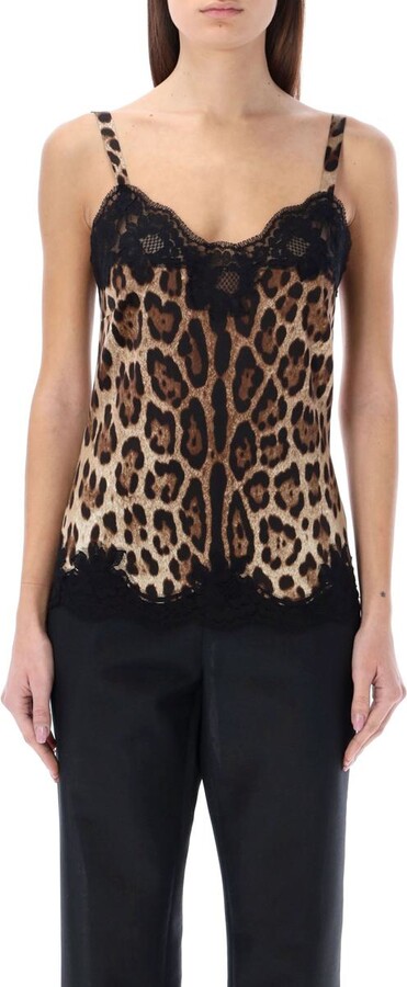 Dolce & Gabbana Leopard lingerie-style top - ShopStyle