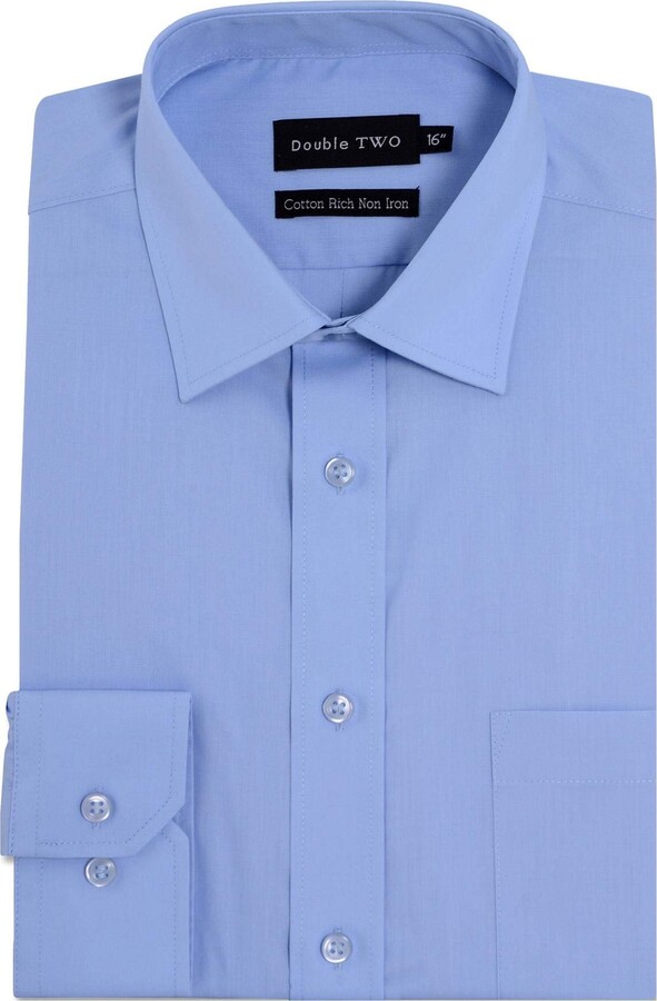 Double Two Mens Long Sleeved Non Iron Cotton Rich Shirts (4500) in ...