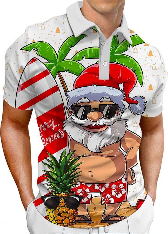 QIVICIMA Mens Halloween Christmas Polo Shirt Casual Slim Fit Lapel ...