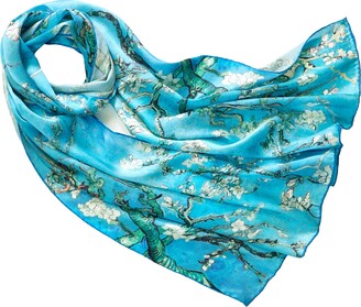 Prettystern Women green red long Art Painting Impressionism Silk scarf ...