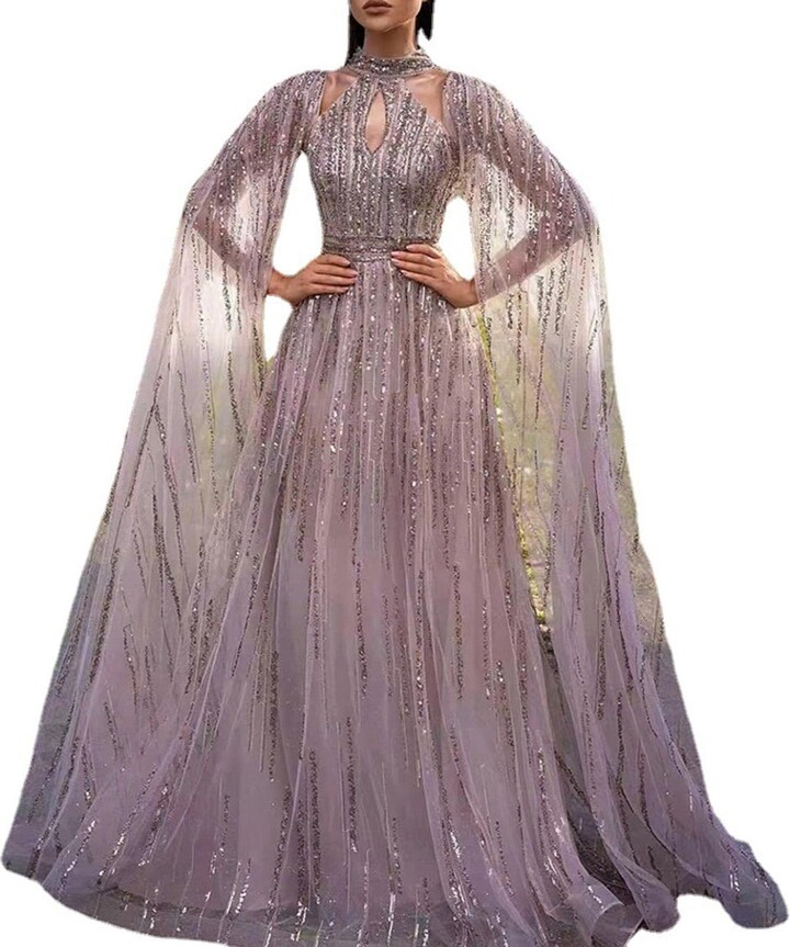 Skang Womens Evening Dresses Women's Temperament Mesh Fringe Sequin ...