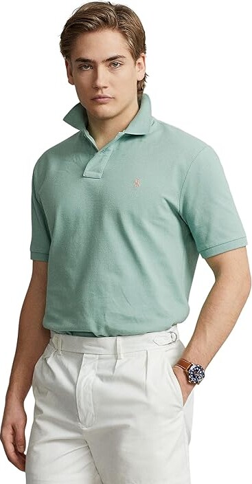 Polo Ralph Lauren Custom Slim Fit Mesh Polo Shirt (Essex Green) Men's Clothing - ShopStyle