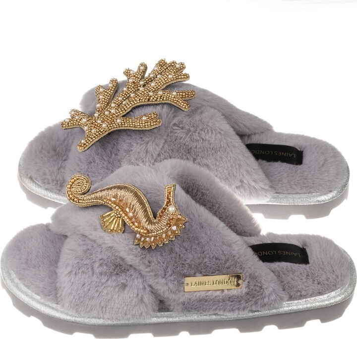 Laines London Women's Ultralight Chic Slipper Sliders With Artisan Gold ...