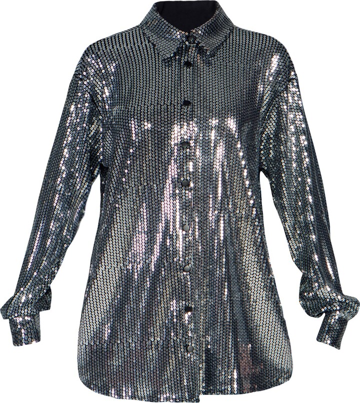Barrus London - Sequin Shirt with Sequin Fabric - ShopStyle Long Sleeve ...