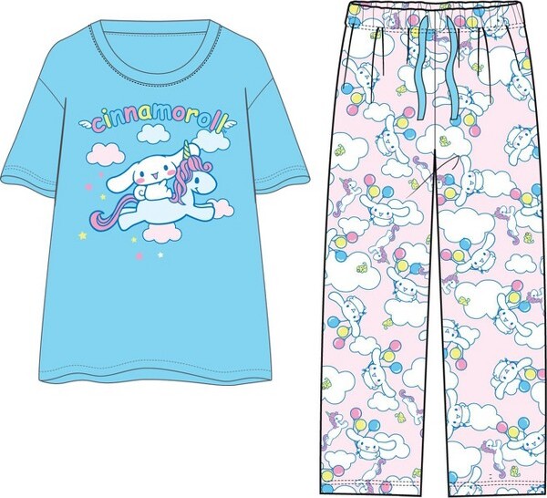 Cinnamoroll Adult Juniors Sleepwear Set with Short Sleeve Tee and Sleep ...