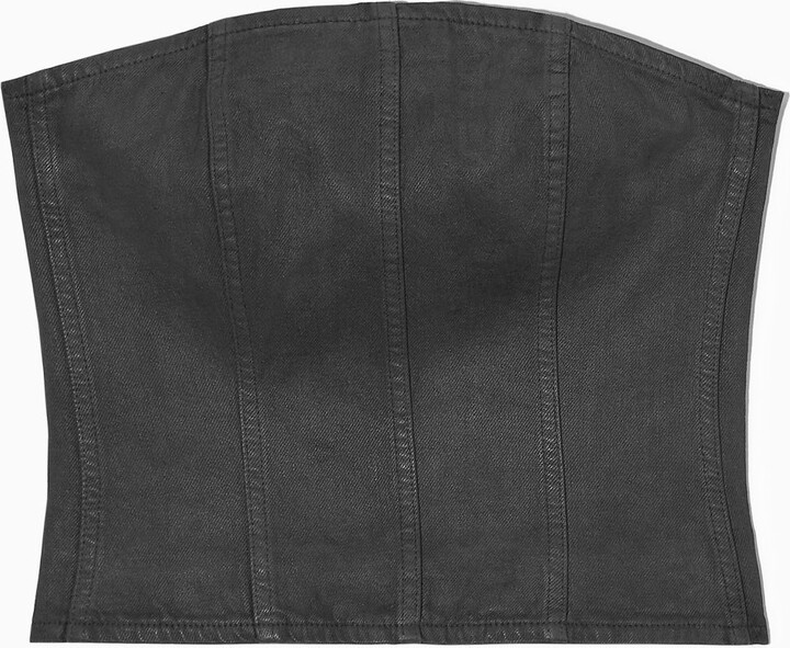 COS Coated-Denim Bustier - ShopStyle Shirts