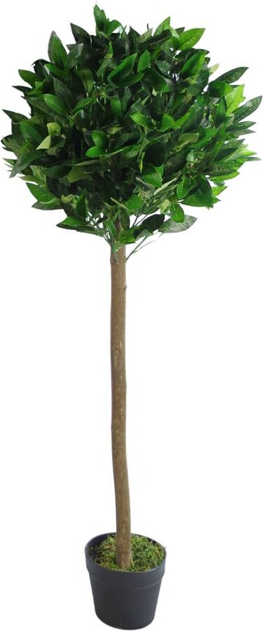 Leaf 120cm (4ft) Plain Natural Trunk Artificial Topiary Bay Laurel Ball ...