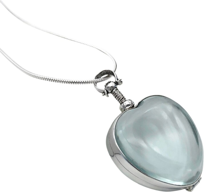 Mon Bijoux - Medium Heart Shaped Sterling Silver Glass Locket Necklace ...