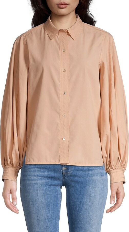 Rebecca Taylor Pleated Button Down Shirt - ShopStyle Tops