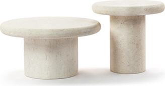 Eternity Modern Orazio Round Mushroom Marble Coffee Table & Side Table ...