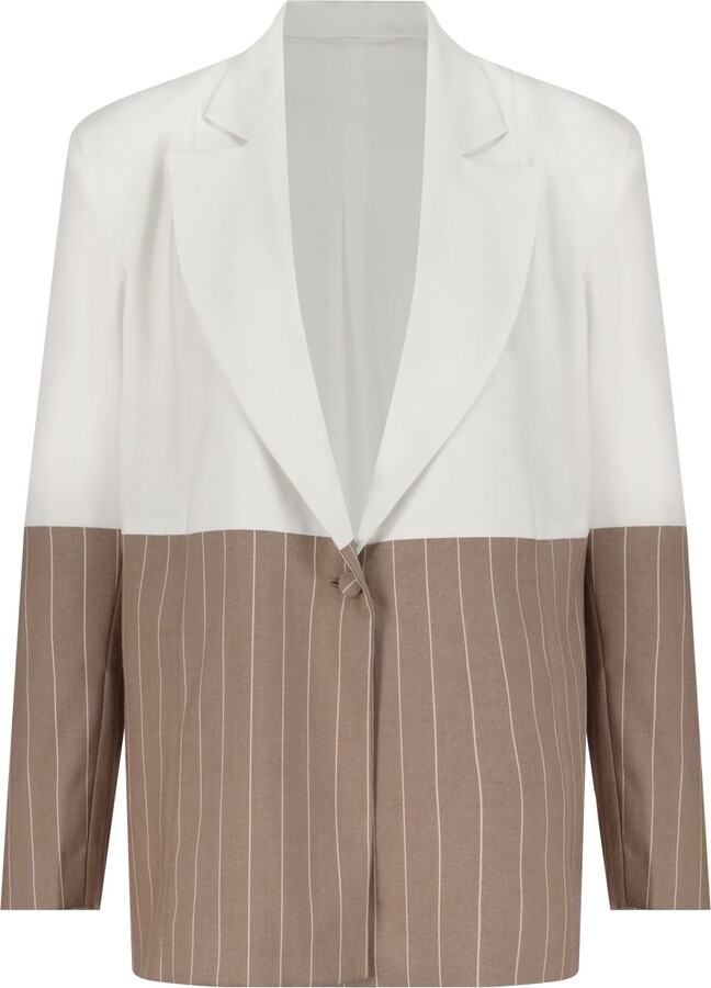 Zena Presley Women's Neutrals / White Two Tone Blazer - ShopStyle