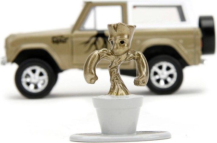 Jada Toys Jada 1973 Ford Bronco with White Top & Groot Scale Diecast Figure Guardians of The ...