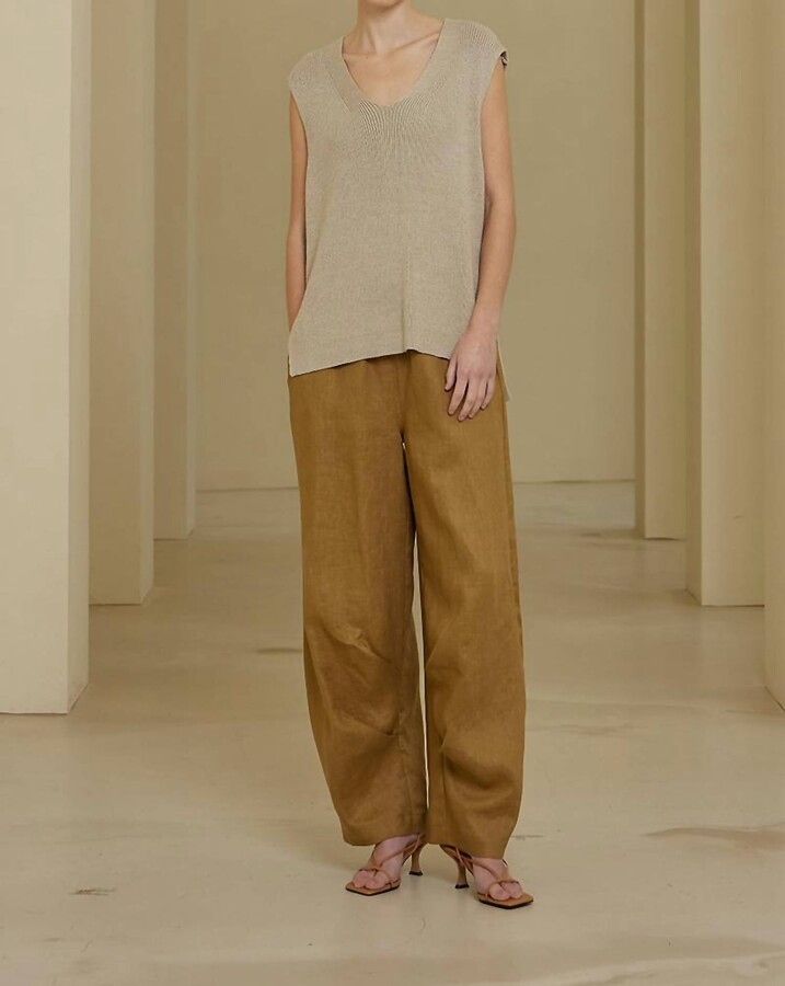 GRADE & GATHER Knit Shell Top In Stone - ShopStyle