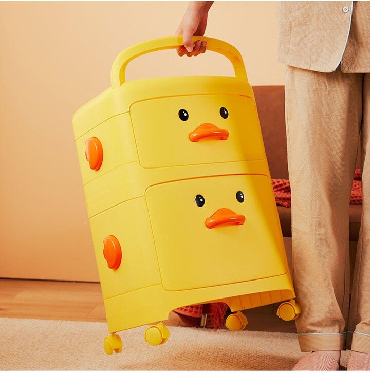 Living and Home 2-Tier Cute Yellow Duck Storage Cart with Wheels ...