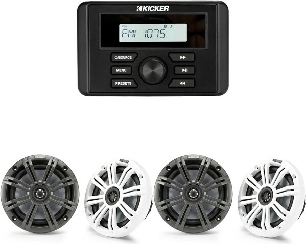 Kicker 46KMC3 Marine Gauge-Style Source & ( 2 Pair ) 45KM654 6.5 ...