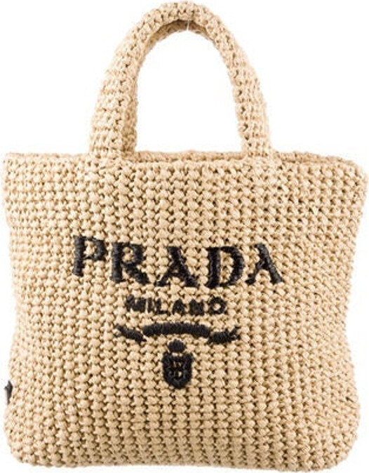 Prada Raffia Logo Tote - ShopStyle