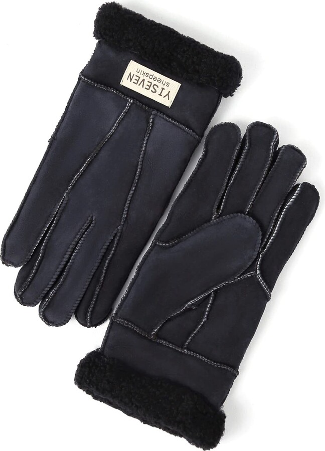YISEVEN Womens Winter Sheepskin Shearling Leather Gloves Mittens Wool ...