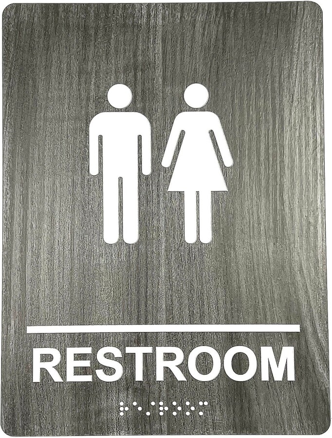 Etsy Ada Compliant Bathroom Sign With Braille - Acrylic Barn Wood Grain ...