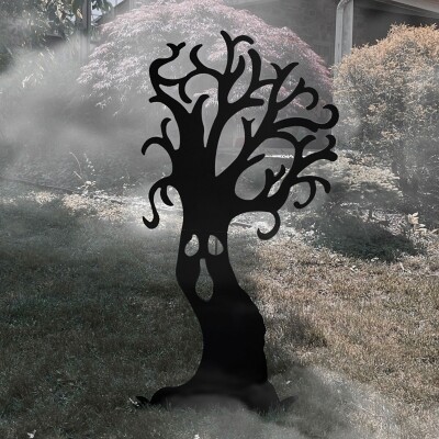 Haunted Hill Farm Haunted Tree Halloween Silhouette with Ground Stakes ...