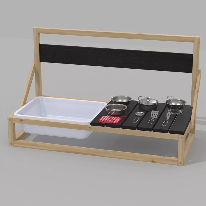 M7984700916270 Wall Mounted Mud Kitchen Tabletop Fir Wood Pretend Play ...