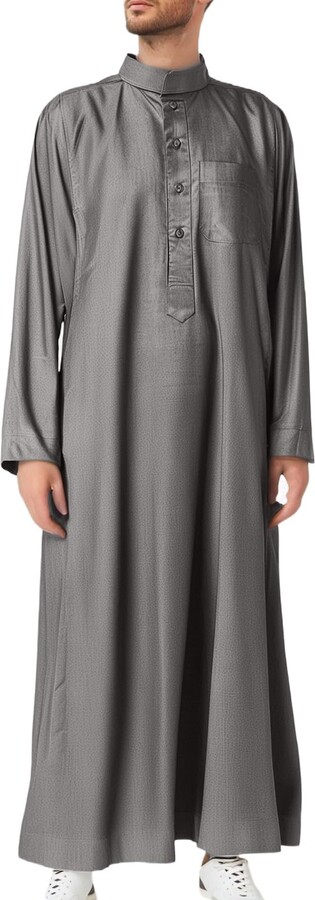 Caxndycing Prayer Clothing for Men Kaftan Men's Long Ramadan Islam ...