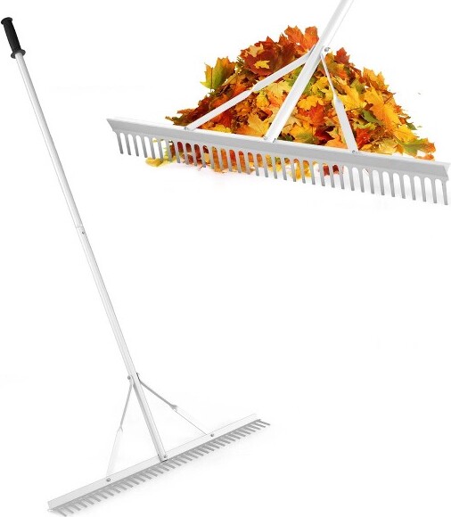 Costway Landscape Rake with 36" Head & 68" Handle Heavy-Duty Aluminum ...