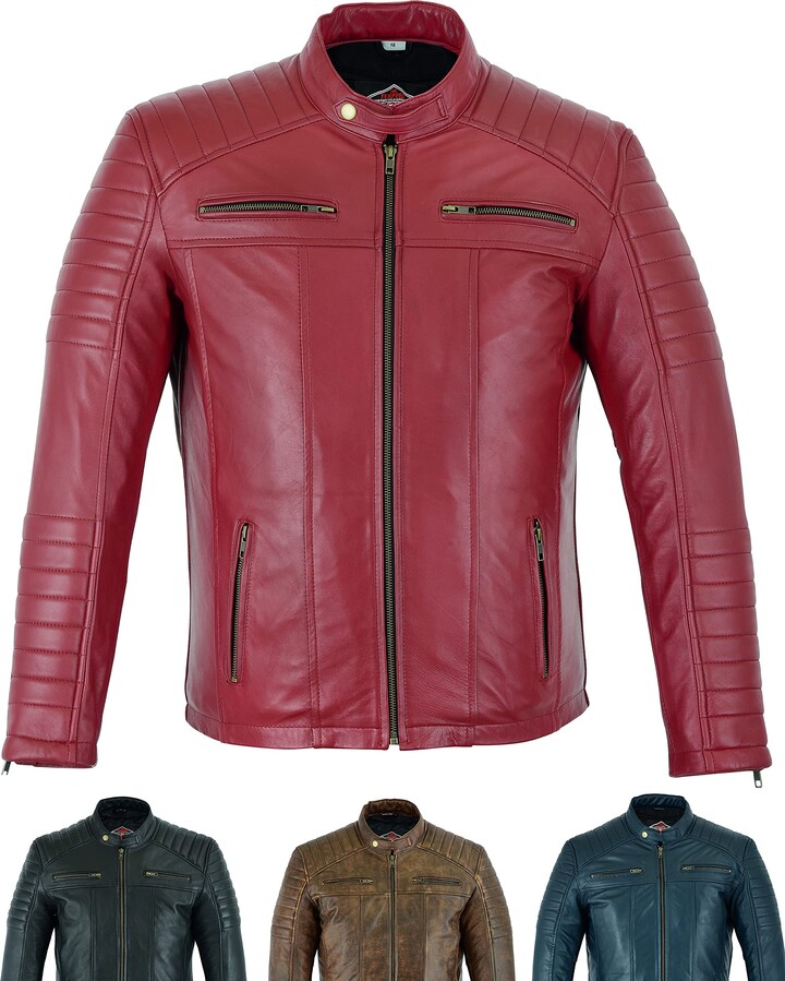 Texpeed Mens Casual Leather Jacket - Real Genuine Soft Touch Sheepskin ...