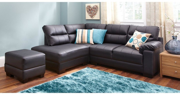 Saskia Leather/Real Leather Left Hand Compact Corner Chaise Sofa ...