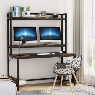 Tribesigns 55 inches Computer Desk with Hutch and Bookshelf,office ...