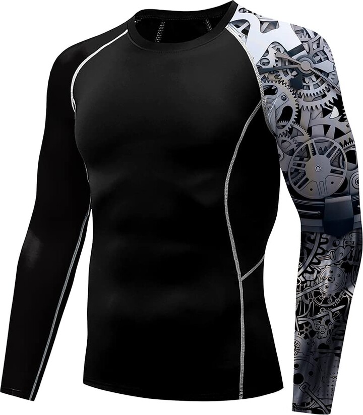 Eciodci Men's Long-Sleeved Shirt UPF 50+ Rash Guard Underwear ...