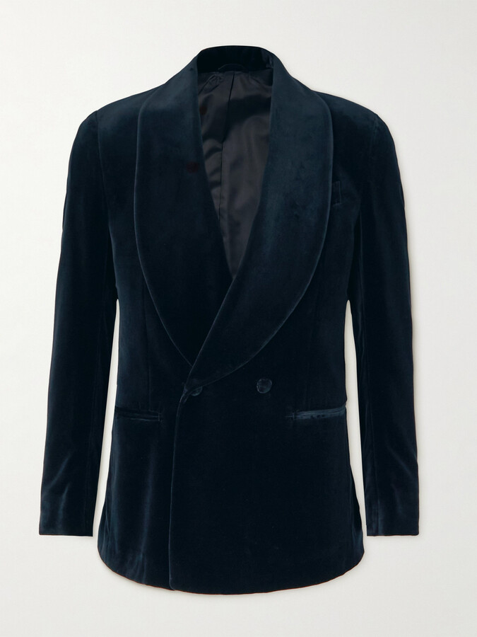 De Petrillo Shawl-Collar Double-Breasted Cotton-Velvet Tuxedo Jacket ...