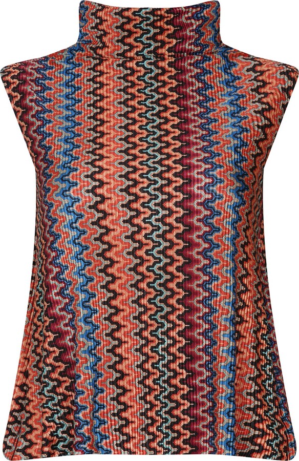 KUTLondon - Classic High Neck Plisse Top Brown - ShopStyle