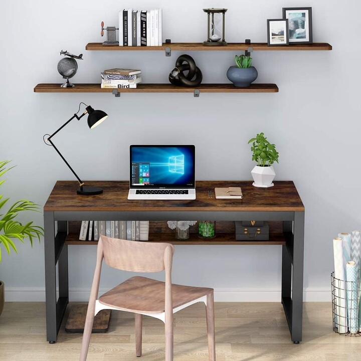 Tribesigns Computer Desk with Bookshelf and Floating Storage Shelves ...